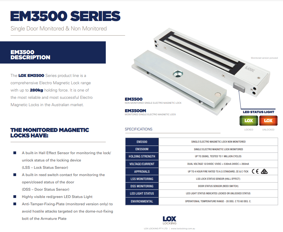 LOX Mini Mag Lock 12/24VDC Single (L&Z: AMZB4-LP) — Zankap Pty Ltd