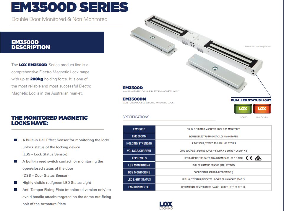LOX Mini Mag Lock 12/24VDC Double Monitored (L&Z: AMZB4D-LP) — Zankap ...
