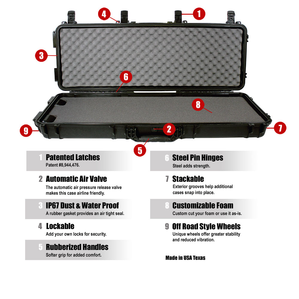 44" Waterproof Tactical Long Cases #1229 Made in USA Texas For Less ...