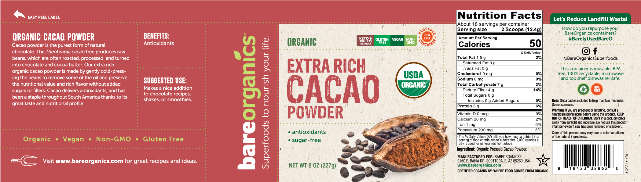 EXTRA RICH CACAO POWDER – BAREORGANICS® Superfoods